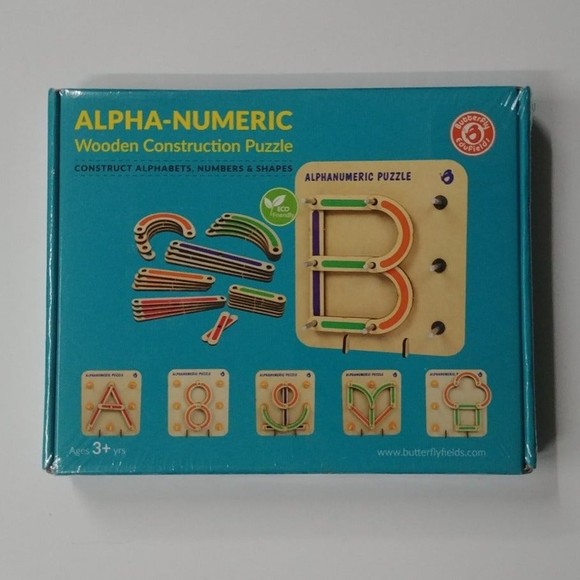 Toys | Alpha Numeric Wooden Construction Puzzle | Poshmark
